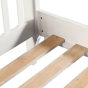 Homtique Solid Wood Twin Size Platform Bed Frame with Wooden Headborad Sturdy Slats Support Single Bed Frame for Kids and Adults,No Box Spring Needed,Easy to Assembly (White, Twin)