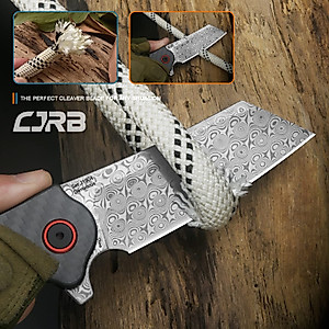 CJRB CUTLERY Folding Knife Crag (J1904) Rose Damascus Steel Blade Carbon Fiber Handle Pocket Knife EDC Knife
