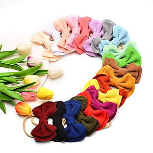 Prohouse 20 PCS Big Bows Baby Nylon Headbands Hairbands Hair Bows Elastics for Baby Girls Newborn Infant Toddler Child Hair Accessories