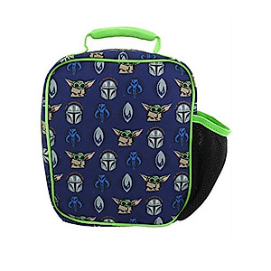 Disney Star Wars Mandalorian Baby Yoda Boy's Girl's Adult Soft Insulated School Lunch Box (One Size, Blue/Green)