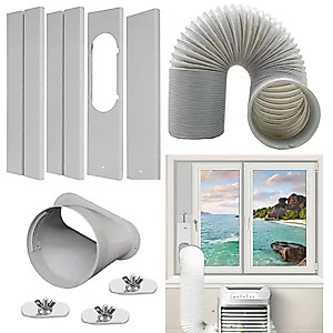 Portable Air Conditioner Window Vent Kit, Adjustable Window Seal Slide Kit Plate for Portable Air Conditioner Kit Sliding Window AC Vent Kit Fit for Exhaust Hose with 5.1"/13cm Diameterr