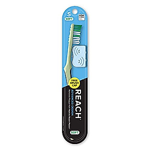 REACH Advanced Design Toothbrush with Soft BRISTLES and Toothbrush Cap, 1 Count