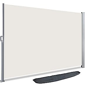 VOUNOT Side Awning Retractable, Outdoor Privacy Screen for Garden, Balcony, Terrace, 55'' H x 118'' L, Beige