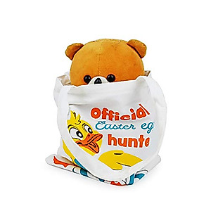 JOYIN Easter Tote Bags Easter Canvas Bags Reusable Grocery Shopping Bags Bunny Bags for Easter Eggs Hunt, Easter Basket, Easter Gift Goodie Bags with Handles for Easter Kids Party Favor Supplies