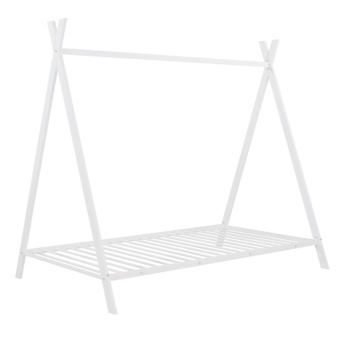 Bellemave Floor Bed Twin Size for Kids, Metal Montessori Floor Bed, Twin House Bed for Kids Girls Boys, Tent Bed, Twin,White