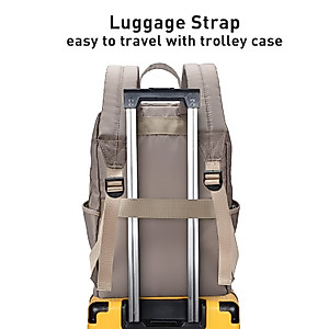 Laptop Backpack for Women 15.6-inch Slim - Laptop Bag Computer Case Purse Travel Lightweight Medium Size Satchel Daypack 16-inch Water-resistant Business Comutter Fashion Stylish Nylon Khaki