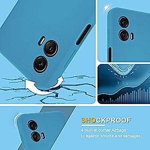 YENAPOON for Motorola Moto G 5G 2023 Case, Silicone Phone Case with 2 Screen Protector, Soft Anti-Scratch Microfiber Lining, Full Body Shockproof Slim Cover, Blue