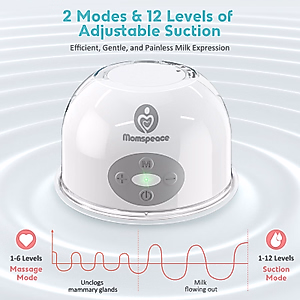 Breast Pump, Momspeace Breast Pump Hands Free with APP, Double Wearable Breastfeeding Pump, Portable Electric Breast Pump with 2 Mode & 12 Levels, Memory Function, Low Noise & Painless-24mm, 2 Pack