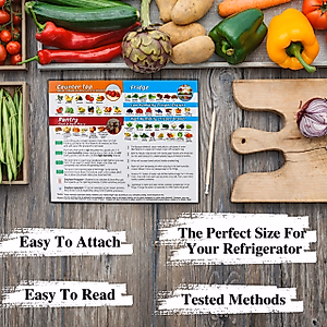 Produce Storage Guide Magnet - How to Store Food Magnet for The Fridge, Fruit & Vegetable Cheat Sheet, Kitchen Organizer Magnetic Chart, Food Storage Chart, Kitchen Fridge Magnet