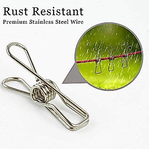 Wire Clothespins Laundry Chip Clips - 100 Pack Bulk Clothes Pins Heave Duty,Durable Metal Clothes Pegs Long-Lasting Strong-Grip Multi-Purpose for Clothesline,Snack Bags,Pictures,Paper at Home,Office