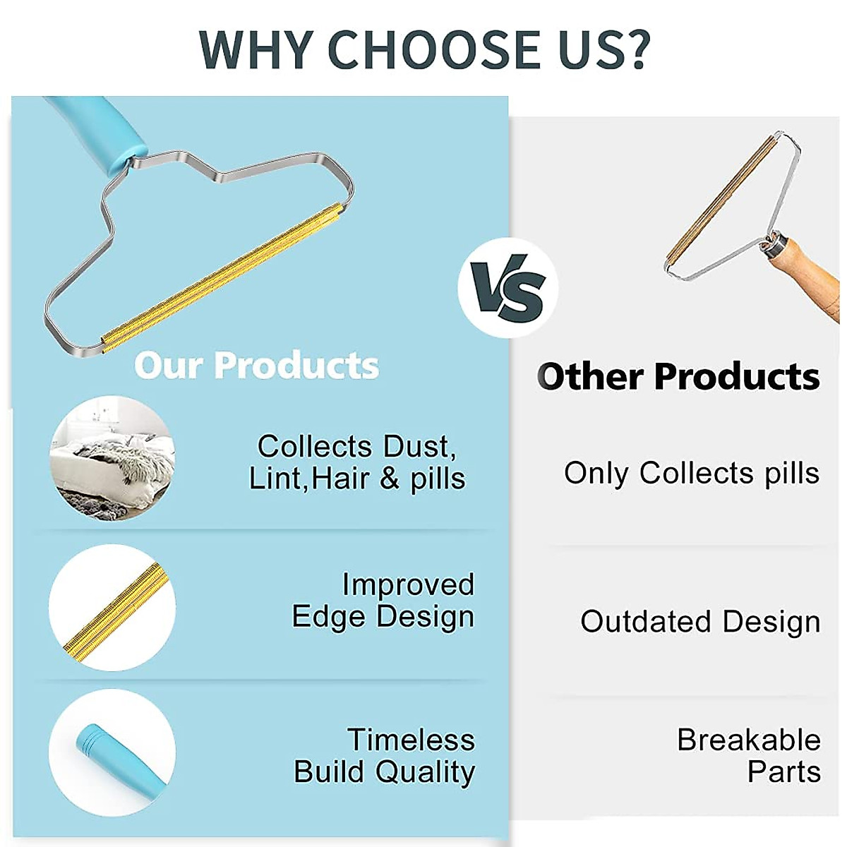 Pet Hair Removal Tool,Cleaner Pro Pet Hair Remover,Fabric Shaver by BSIWWO,Pet Hair Remover for Couch,Lint Shaver,Carpet Rake,Dog Hair Remover and Cat Hair Remover(2pack-Blue)