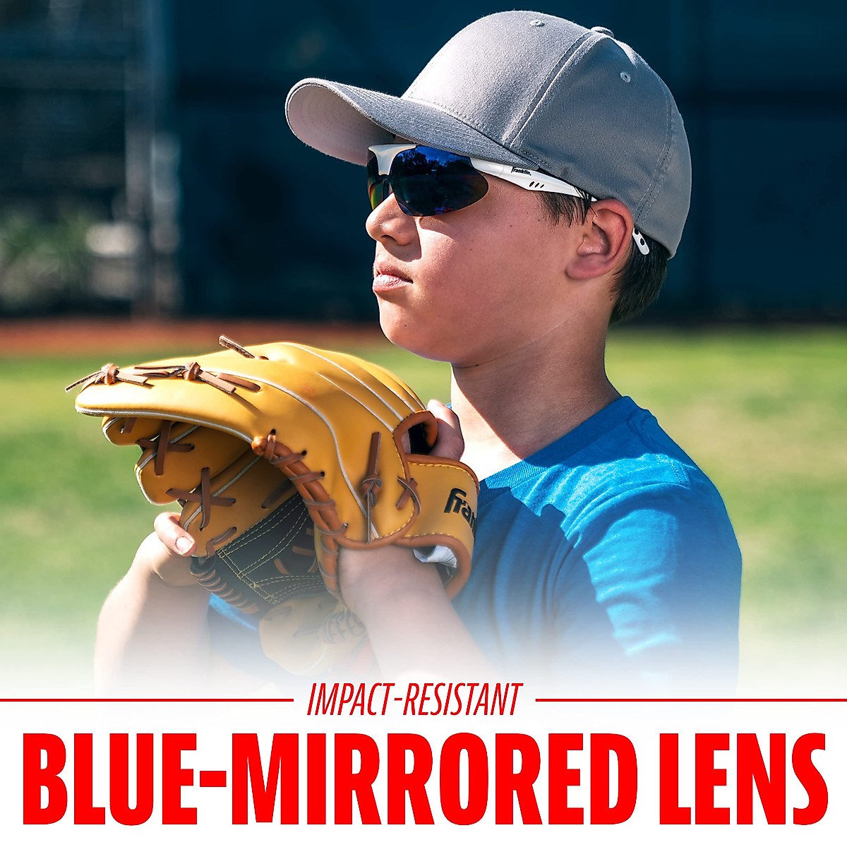 Franklin Sports Oval MLB WHT DLX FLIP-UP Sunglasses, White, 147mm