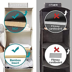 YOUDENOVA 6-Shelf Hanging Closet Organizer & Two 3-Shelf Separable Closet Hanging Shelves
