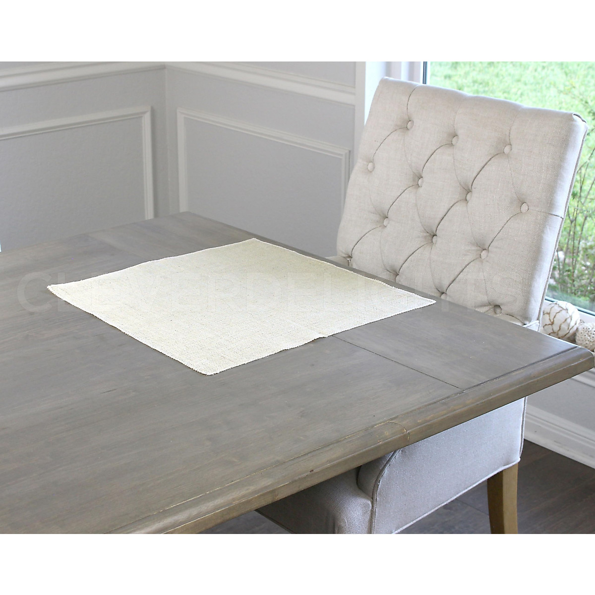 CleverDelights 20 Inch Ivory Burlap Squares - 4 Pack - Jute Burlap Fabric - Finished Edges - 20" x 20"