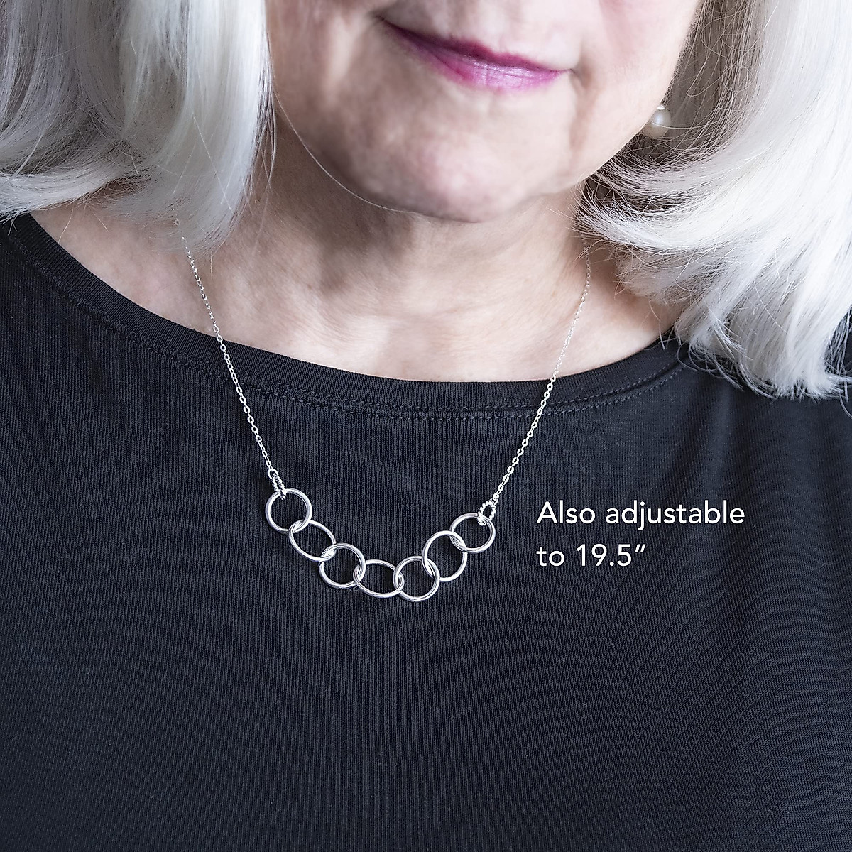 EFYTAL Happy 70th Birthday Gifts for Women Necklace, Sterling Silver 7 rings seven Decades Necklaces Gift Ideas