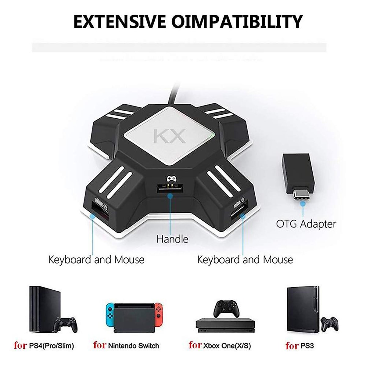 Voltage converter-Travel plug adapter, for Switch /PS4/PS3 Chargers KX USB game controller converter keyboard mouse switch