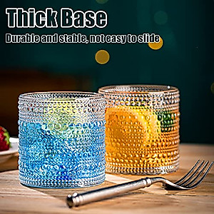 wookgreat Drinking Glasses, 8 pcs Embossed Designed Glass Cups-4 Highball Glasses 15oz & 4 Rocks Glasses 13oz, Mojito Cups, Mixed Drink Cocktail Glass, Bar Glassware for Cocktail, Beer, Whiskey