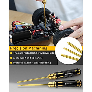 GLOBACT RC Tool Kit RC Screwdriver Kit, RC Car Stand, RC Hex Driver Set, RC Pliers Set, Screws Tray, Wrench, Body Reamer for 1/8 1/10 Slash Axial Arrma Redcat Losi RC Repair Tool Box Set-26Pcs
