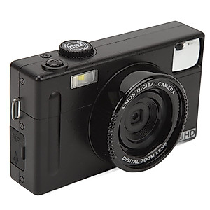 Vlogging Camera, Long Battery Life Selfie Dual Screen 4K Digital Camera Multifunction Cyclic Record 4X Zoom for Travel for Kids for Beginners for Outdoor (Black)