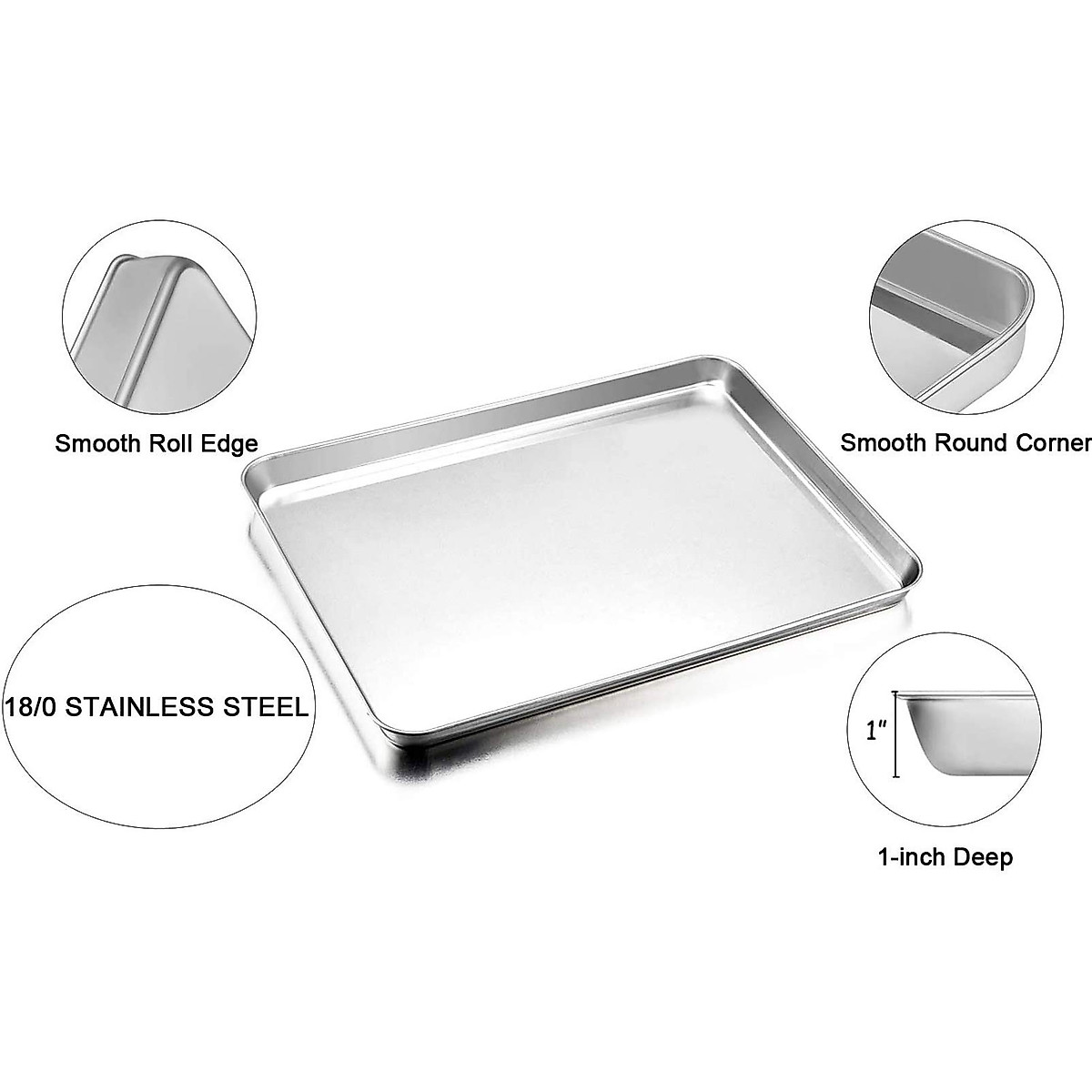 TeamFar Baking Sheet with Rack Set, Stainless Steel Cookie Sheet Baking Pans with Cooling Rack, Non Toxic & Healthy, Rust Free & Heavy Duty, Mirror Finish & Easy Clean, Dishwasher Safe - 6 Pieces