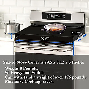 Stainless Steel Gas Stove Top Cover, Noodle Board Cooktop Cover, Kitchen Organizer for Gas and Electric Stove Range Expanding Kitchen Space, Large Size 30"x 22"x3", Black
