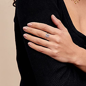 papasgix 14k Gold Plated Rings for Women, Clear Zircon Stackable Adjustable Aesthetic Handmade Statement Gold Band Rings, Cubic Zirconia Band Rings Open Rings （Clear）