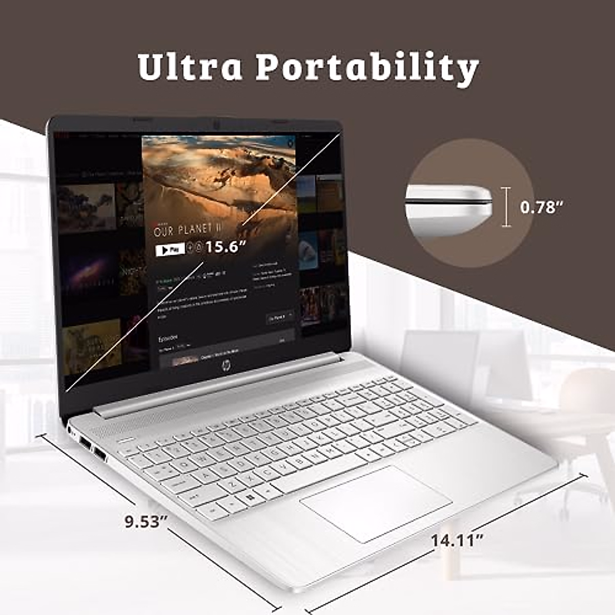 HP 15.6" FHD Business Laptop, AMD Ryzen 5-5625U Processor, AMD Radeon Graphics, 8GB RAM, 256GB PCIe SSD, HD Webcam, Bluetooth, Wi-fi, HDMI, Win 11, Silver, 32GB Hotface USB Card