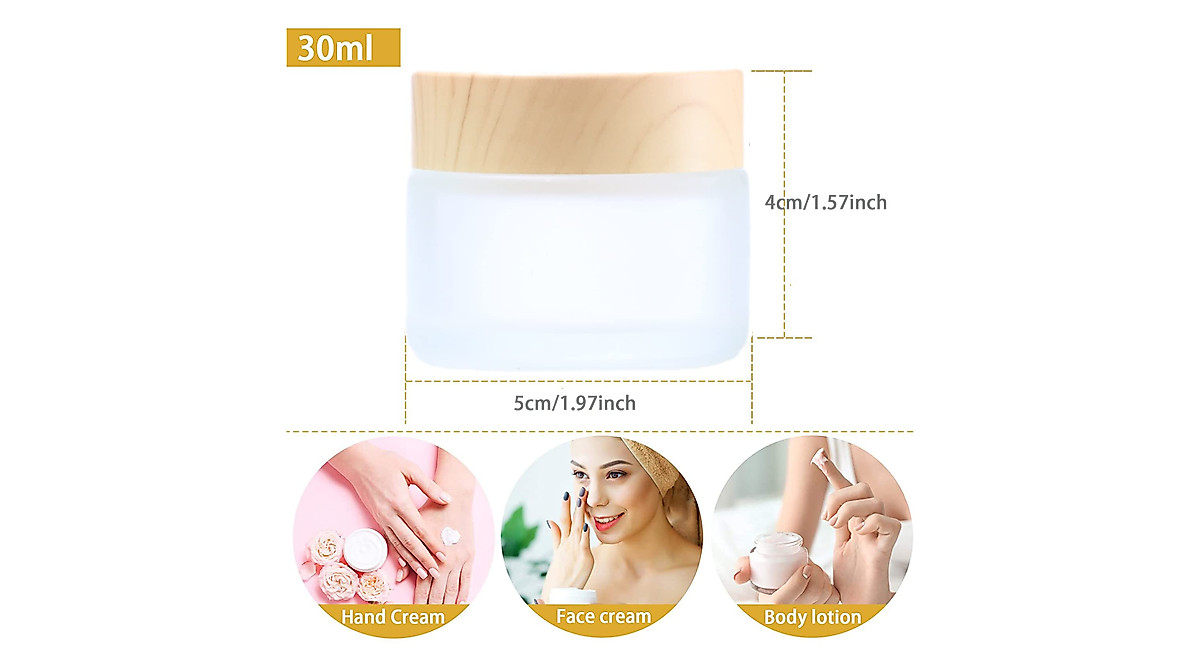 4 Pack Frosted Glass Cosmetic Jars - Stylish & Refillable