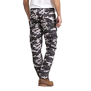 Mens Army Cargo Pants Casual Regular Fit Camouflage Combat Cotton Multi Pocket Security Workwear Trousers Sizes 32W-44W (Gray Camo, 38W x 34L)