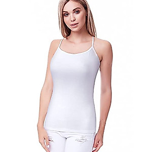 Geyoga 6 Pcs Women Camisoles Y Back Basic Cami Spaghetti Strap Tank Tops Workout Clothes for Girls Stretch Yoga Undershirt (L)