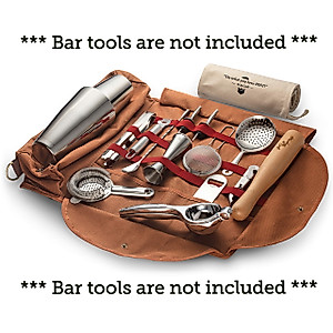 Travel Bartender Bag (Without Tools) | Best Bar Kit Bag for Carrying Your Bar Tools with Style | Professional Bartender Roll with Shoulder Strap for Perfect Storage | Mix Awesome Cocktails Anywhere