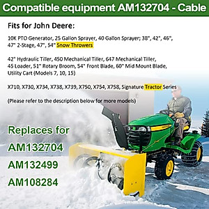 Snowblower Cable Replaces for John Deere AM132704 Snow Thrower, Tractors, Snow Blower GX, GT, LX, 100 Series 345 355 425 445 455 X565 X475 X720 Deflector Push Pull Spout Control Input Cable