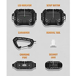 MOBOSI for AirPods Pro 2nd/1st Generation Case Cover with Lock, Military Grade AirPod Pro 2 Case for Men Women, Full-Body Shockproof Protective Case with Keychain for AirPods Pro(2023/2022/2019),Black