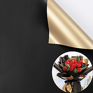 NatureMan 20 Sheets two-color Double Sided Flower Wrapping Paper,Florist Bouquet Supplies,Waterproof Floral Wrapping Paper,DIY Crafts,Gift Packaging or Gift Box Packaging Paper22.8X22.8 Inch (Black)