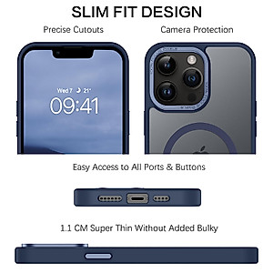 BENTOBEN for iPhone 13 Pro Max Case,[Compatible with MagSafe] iPhone 13 Pro Max Magnetic Phone Case Translucent Matte Shockproof Women Men Protective Cover Case for iPhone 13 Pro Max 6.7",Navy Blue