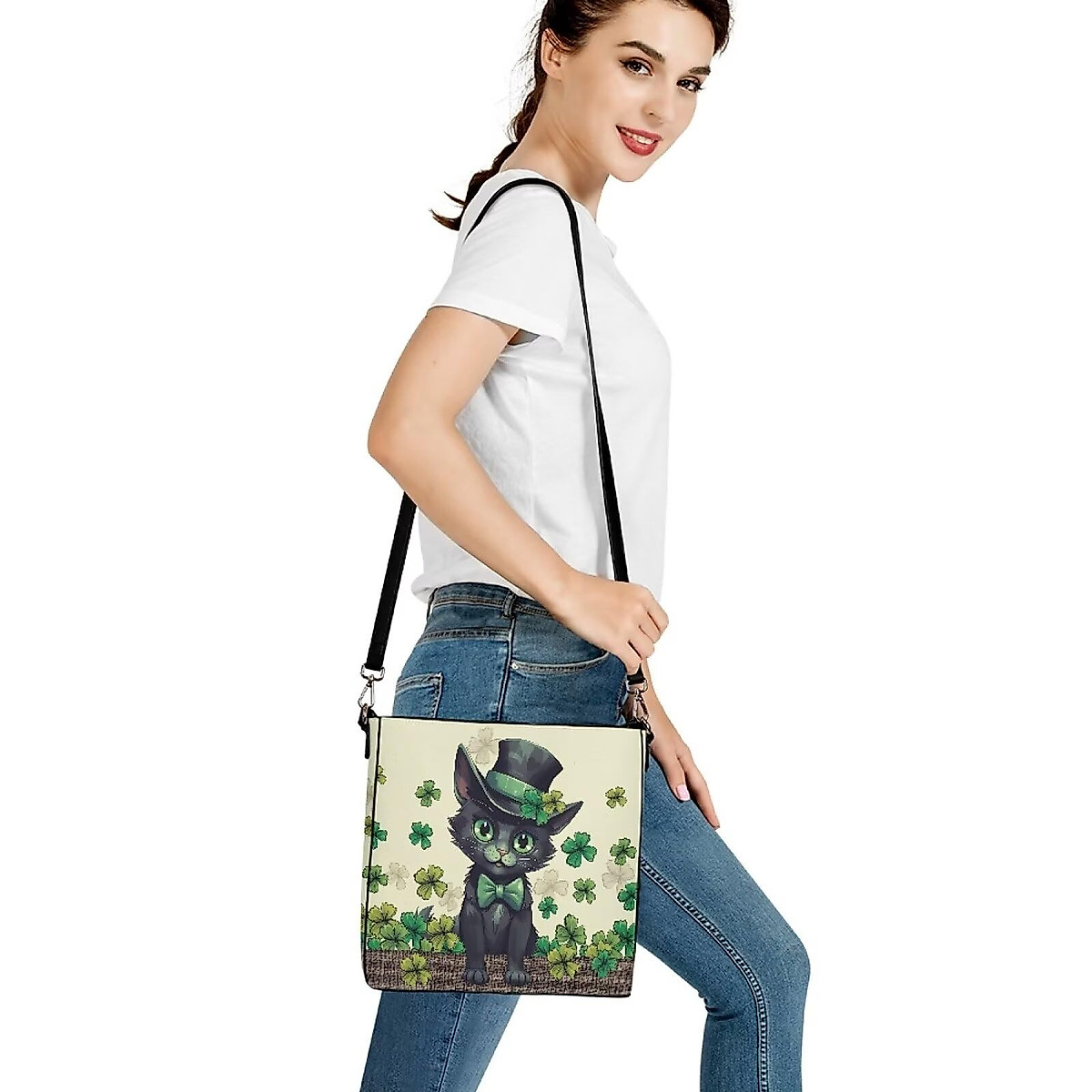 HUGS IDEA Adorable Chicken Family Print Womens Leather Handbag Big Capacity Travel Shopping Working Shoulder Bucket Cross-body Purse