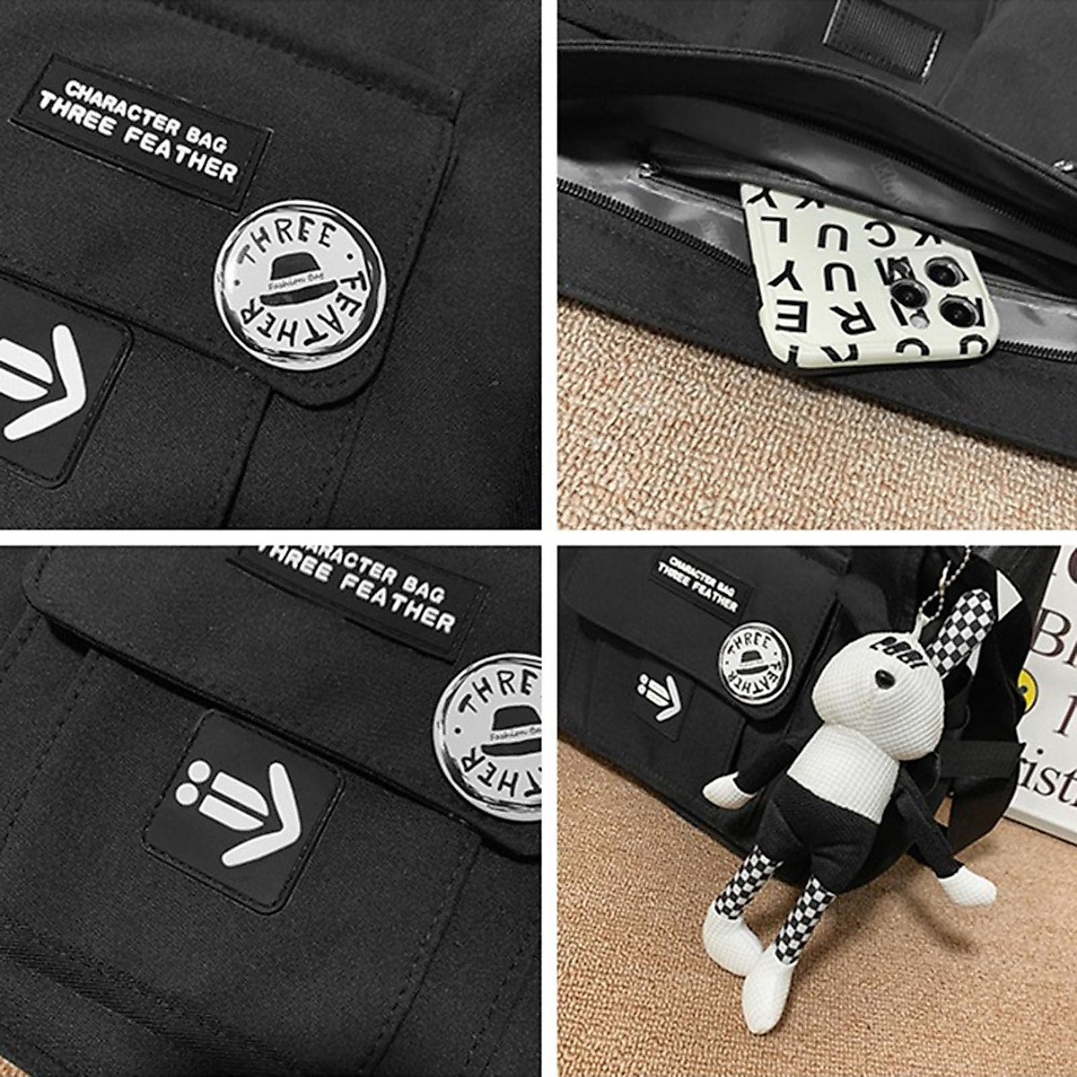 JELLYEA Cute Kawaii Messenger Bag Crossbody Purses for Women Men Shoulder Bags with with Pendant Aesthetic Bag Kawaii Bag Satchel (White)