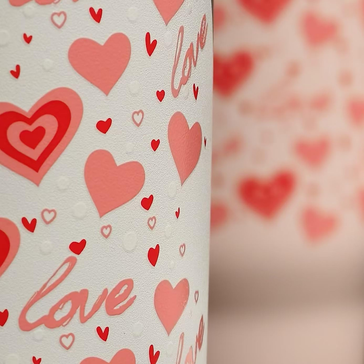 winiwo 40 oz Valentines Tumbler with Handle and Straw, Heart tumbler Gifts for Mom/Women/Wife/Her/Love, Insulated White Tumbler, Fits Cupholders, Available Gift Wrapping