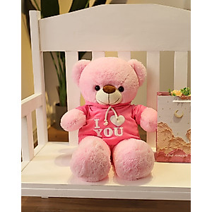 YESGIRL 22.8 inch Large Pink Teddy Bear Valentines Day Stuffed Animal, Soft Stuffed Bear Plush Toy for Her, Birthday Gifts for Girlfriend, Boyfriend, Kids, Boys and Girls