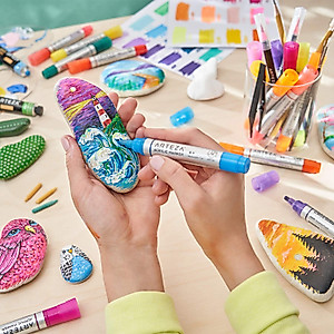 Arteza Acrylic Paint Markers, Set of 20 Acrylic Paint Pens in Assorted Colors, Art & Craft Supplies, Use on Canvases for Painting, Glass, Pottery, Plastic, and Rock