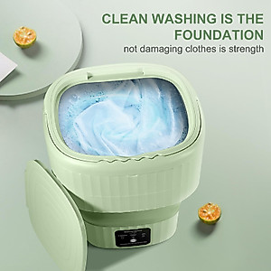 Portable Washing Machine,Mini Washing Machine,9L Large Capacity, with Drainage Basket,for Baby Clothes,Underwear or Small Items,Convenient and clean,Folding Deign, for Apartment or Travel,Green