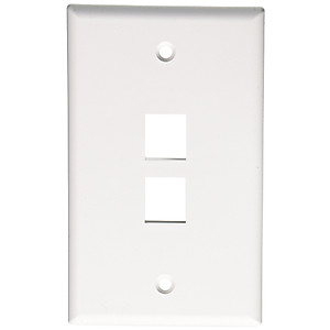 Leviton 41080-2WP Quickport Wallplate, Single Gang, 2-Port, White