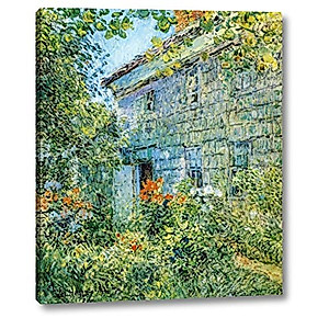 Old House and Garden, East Hampton by Frederick Childe Hassam - 20" x 24" Gallery Wrap Canvas Art Print - Ready to Hang