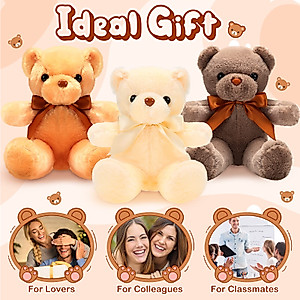 HyDren 30 Pcs Plush Bears Bulk Plush Bear Stuffed Animals with Bow Tie Bear Toys for Birthday Baby Shower Graduation Christmas Valentines Day Party Favor Gift(White, Light Brown, Beige, 12 Inch)