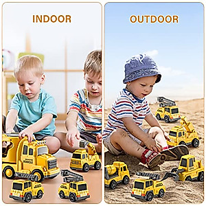 TEMI Construction Truck Toys Cars for Toddlers 3-5 - 7-in-1 Friction Power Vehicle Toy for 3 4 5 6 Year Old Boys, Carrier Transport Trucks for Kids 3-5 Years, Car Toys Set for Age 3-9 Boys & Girls