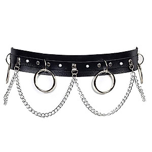 MJartoria Punk Waist Chain Belt Faux Leather Body Chains Body Jewelry Accessories Gothic Waist Jewelry for Women (Black)