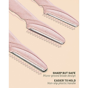 Eyebrow Razor for Women, 12 Pcs Dermaplaning Tool for Face Professional, Face Razor for Women Facial Hair Remover (Wheat Pink)