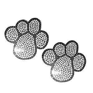 QODOLSI 2 PCS Crystal Car Decoration Stickers, Bling Rhinestone Dog Paw Print Stickers and Decals Car Accessories for Car Bumper Window Laptops Decoration (White)