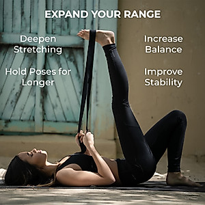 Sunshine Yoga 10-Pack Yoga Strap, 8-Foot Yoga Straps With Anti-Slip D-Ring Buckle, Adjustable Leg Stretching Strap for Muscle and Hamstring Stretch, Exercise Strap for Schools and Studios, Black