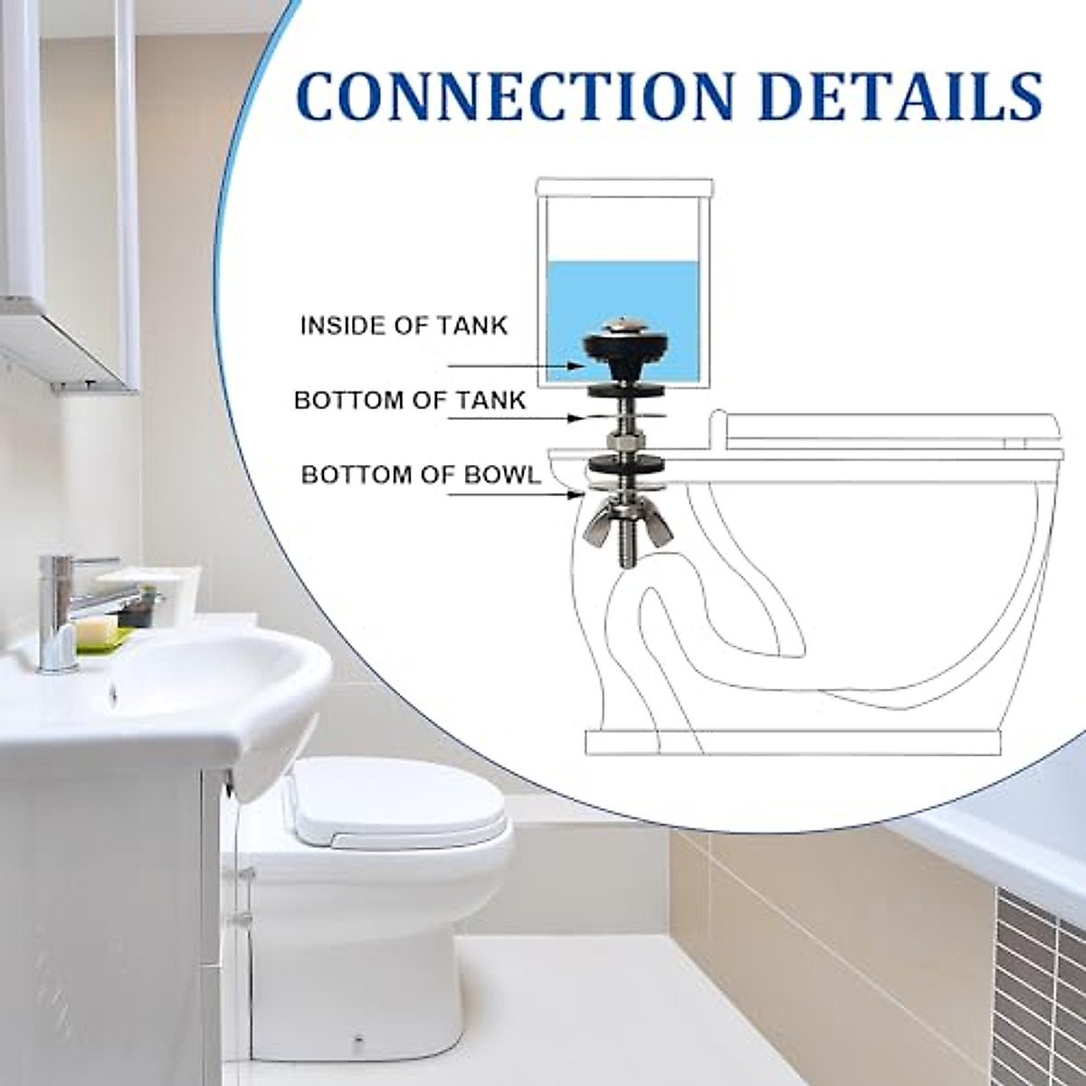 Universal Toilet Tank to Bowl Bolt Kit, Heavy Duty Toilet Tank Replacement Kit, Waterproof and Rustproof Stainless Steel Toilet Tank Bolts(2 PCS)